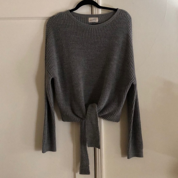 Universal Thread | Sweaters | Cozy Grey Sweater With Tie Front | Poshmark